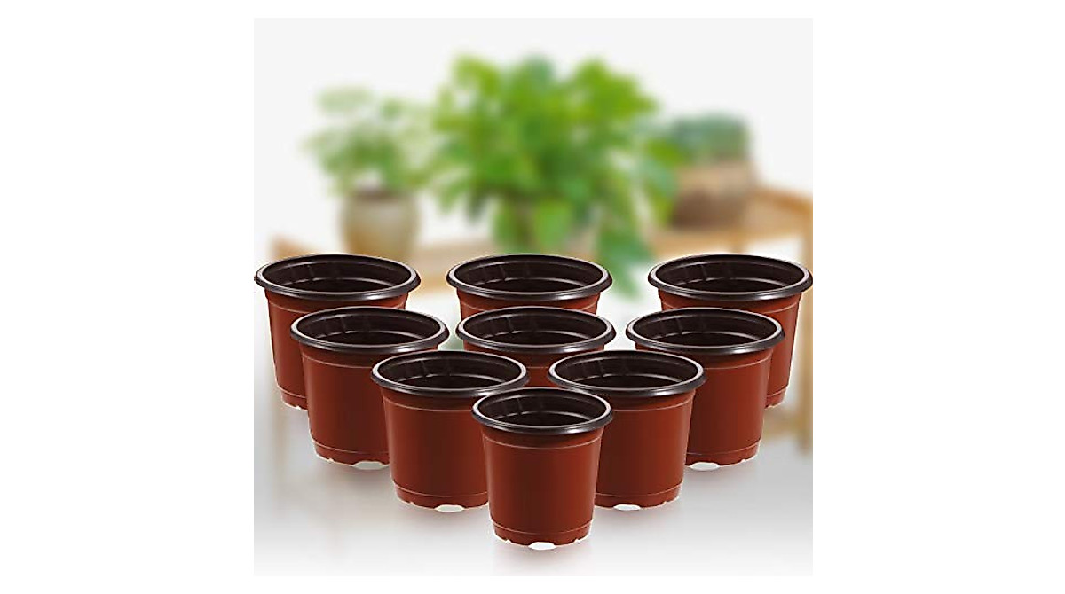 100 Plastic Plant Nursery Pots - 3 Sizes for Gardening