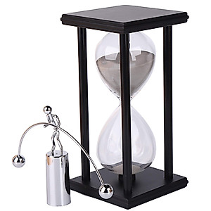 Decorative Sand Timer Clock Hourglass –with Balance Physics Motion Desk Toy Sculpture –(Light Gray) 60 Minute Productivity Hour Glass Sand Clock Timers for Office, Home Kitchen Desk Decor Pomodoro