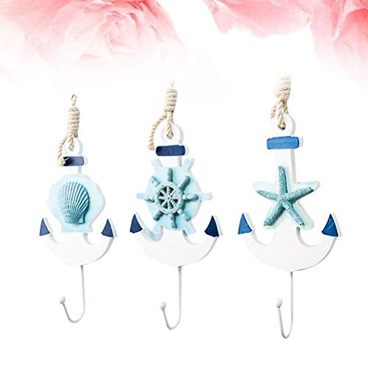 Cabilock 3pcs Mediterranean Ocean Style Wall Hook Coat Hook Clothes Hooks Hanger Wall Hanging Hooks for Home