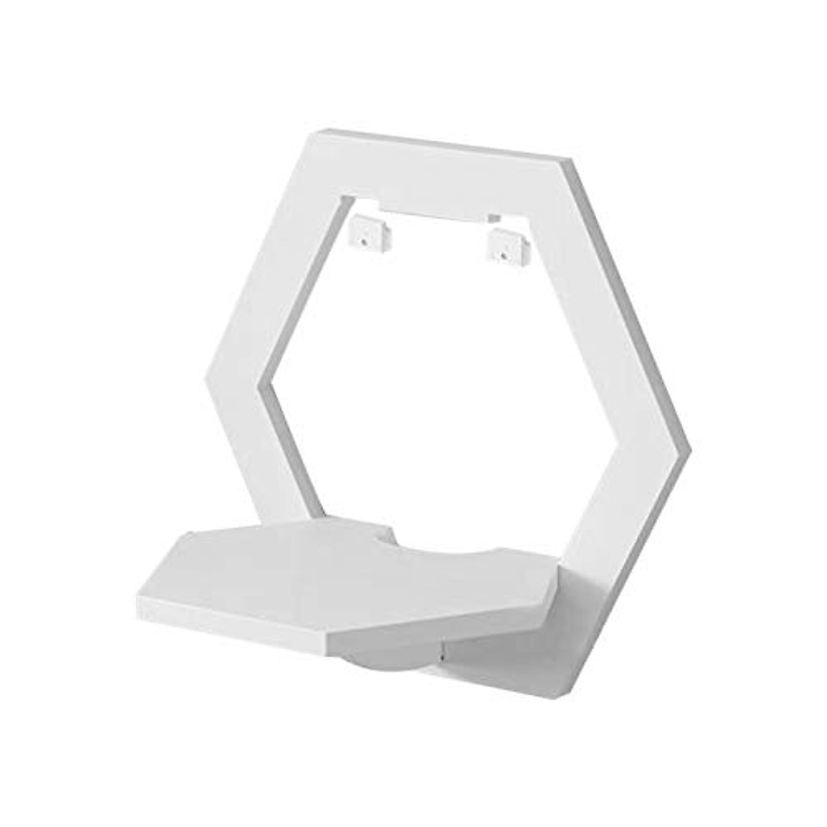 DENPETEC Command Strip Shelf Upgrade White for Wall Drill Free Modern Wall Mount Shelf Universal Small Wall Rack for Security Cameras, Baby Monitors, Home Ornament Storage Hold(Hexagon)