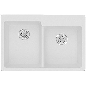Elkay Quartz Classic ELG250RWH0 White Offset Double Bowl Top Mount Sink