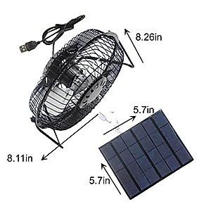 5w Solar Powered Exhaust Fan for Shed Fan Waterproof Solar Powered Fan Kit for Chicken Coop, Pet Houses, and Windows, Solar Fan for Greenhouse USB Solar Roof Fan Cool Stuff