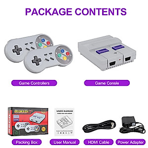 Wireless Retro Game Console - Mini Classic Game System Plug and Play with 2 Classic Wireless Controllers Built in 821 Old School Video Games HDMI HD Output Ideal Gift for Kids and Adults