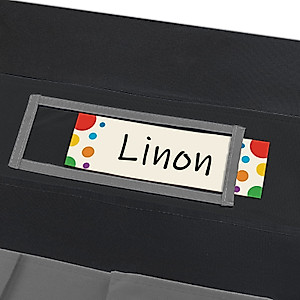 AUVCAS Black Chair Back Pocket School Seat Chair Storage Pocket Organizer with Label Slot Multiple Pockets for School Home Classroom Preschool Daycare