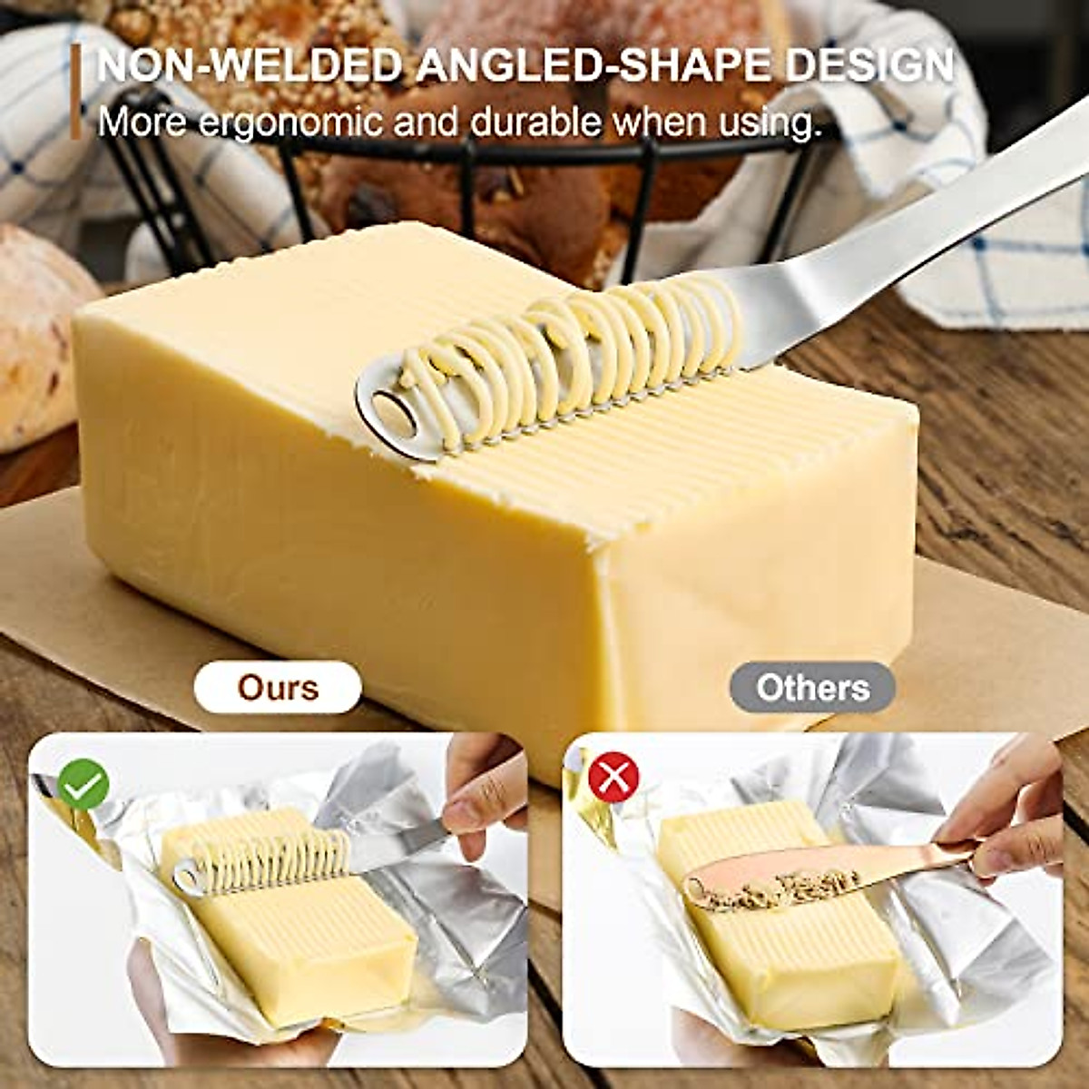NETANY Butter Spreader Knife, 18/8 Stainless Steel Knives Curler, 3 in 1 Kitchen Gadgets, Multi-Function Butter Spreader and Grater