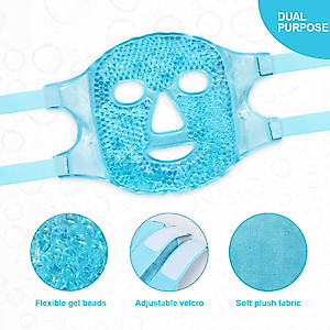 CONBELLA Cold Face Eye Masks Ice Face Mask Hot Cold Compress For Dark Circles, Puffiness, Migraines, Headache, Stress, Redness, Cooling Face Masks For Women Man, Skin Care
