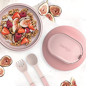 Bentgo Bowl - Insulated Leak-Resistant Bowl with Snack Compartment, Collapsible Utensils and Improved Easy-Grip Design for On-the-Go - Holds Soup, Rice, Cereal & More - BPA-Free, 21.2 oz (Blush)