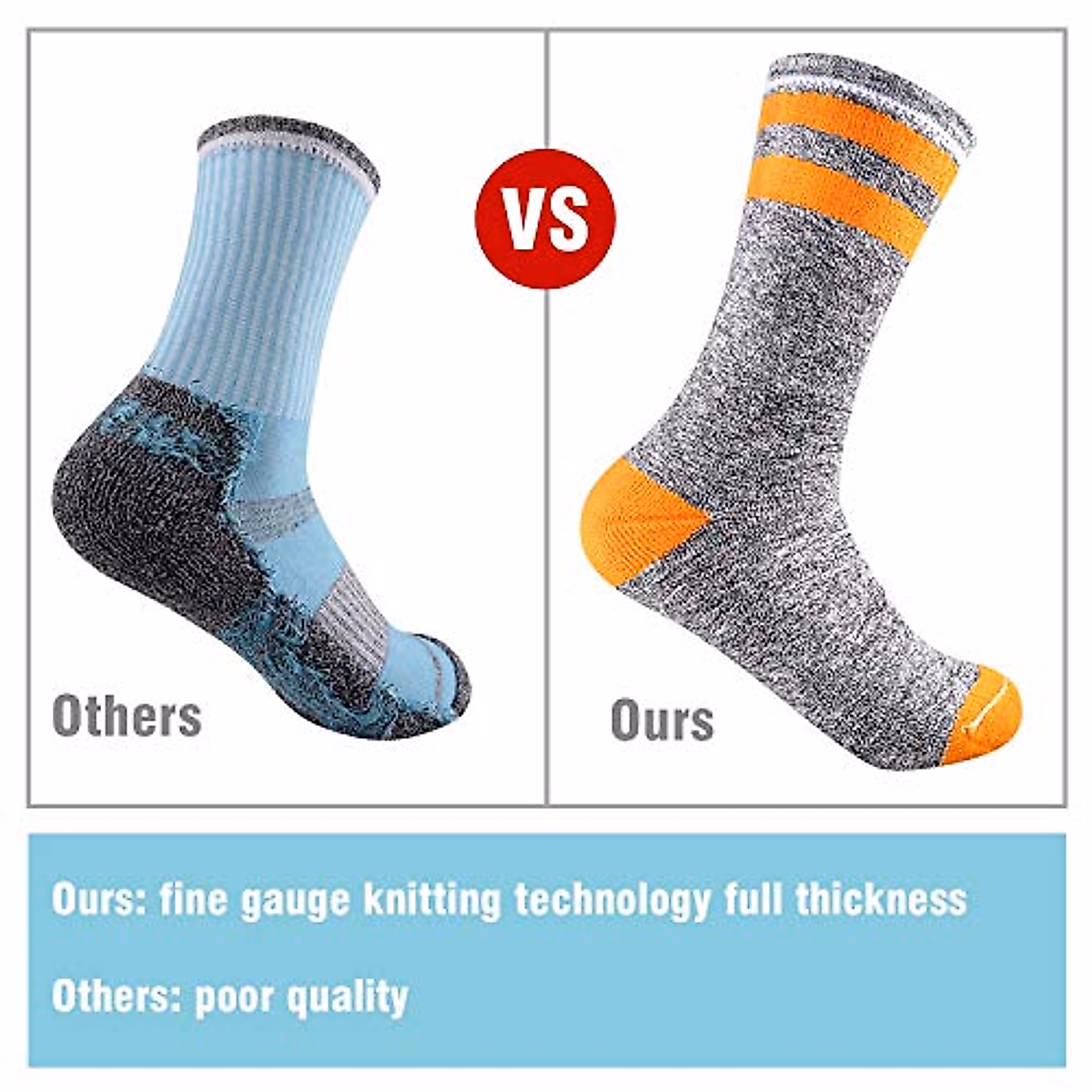 FEIDEER Women's Walking Hiking Socks, 5-Pack Outdoor Recreation Socks Wicking Cushion Crew Socks (5WSL18105-L)