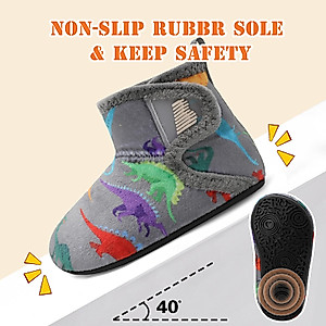 BARERUN Unisex Kids Toddler Slippers Baby Slippers Baby Boy Slippers Kids Warm Boots Kid's Slides Girls Boys Comfort Non-Slip Thick Sole Slippers Grey Infant Size 6-12 Months