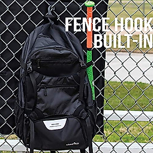 Athletico Advantage Baseball Bag - Baseball Backpack with External Helmet Holder for Baseball, T-Ball & Softball Equipment & Gear for Youth and Adults | Holds Bat, Helmet, Glove, Shoes (Black)