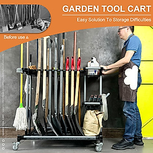 QTJH Mobile Garden Tool Storage Rack with Brakes – The Ultimate Organizer for Your Gardening Tools