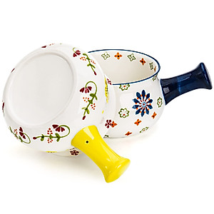 Peohud 4 Pack French Onion Soup Bowls with Handles, 22 Ounce Porcelain Soup Crock, Large Serving Bowls for Chili, Cereal, Beef Stew, Oatmeal, Microwave Oven and Dishwasher Safe