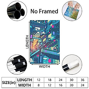 Anime Neon Tokyo City Uzumaki and Jiraiya Poster Picture Canvas Wall Art Print Modern Home Room Decor 12x18inchs(30x45cm)