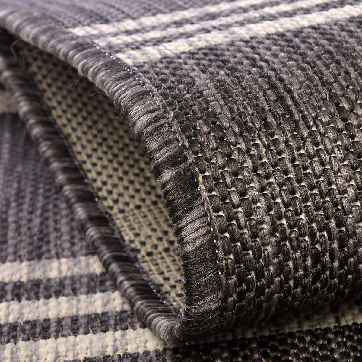 Rugs.com Jill Zarin Outdoor Collection Rug – 2' 7 x 12' Runner Charcoal Flatweave Rug Perfect for Hallways, Entryways