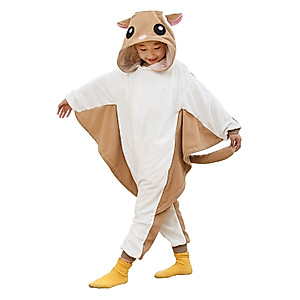 Unimyst Unisex Kids Flying Squirrel Onesie Pajamas, Polar fleece Role Playing Animal One Piece Halloween Costume Pajamas Home Clothing