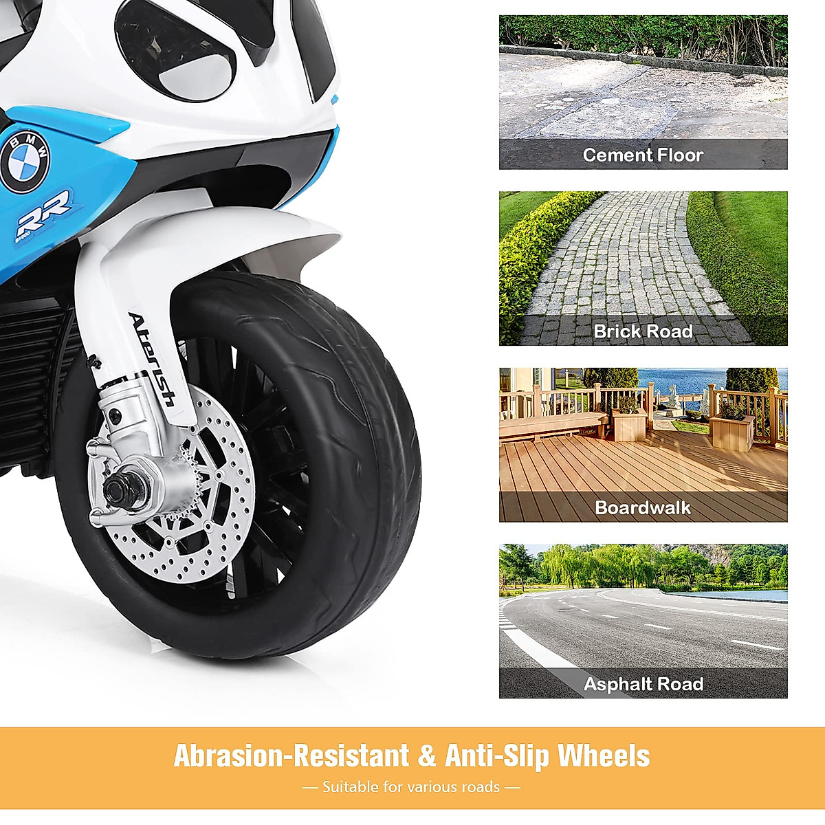 HONEY JOY Kids Motorcycle, Licensed BMW 6V Battery Powered Ride On Motorcycle w/LED Headlights, Music, Pedal, Spring Suspension, 3 Wheels Electric Motorcycle for Kids, Gift for Boys Girls(Blue)