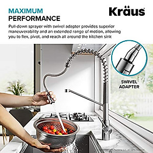 Kraus KPF-2631SFS Oletto Single Handle Commercial Kitchen Faucet, 21.85 inch, Pull Down Stainless Steel