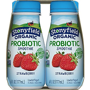 Stonyfield Organic, Low Fat Strawberry Smoothie, 6 oz, 4 Count
