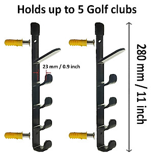 Designs 5-Club Golf Club Wall Display Rack, Horizontal Golf Club Wall Mount Bracket, Golf Club Organizers Golf Club Display Shelf Golf Club Putter Stand for Men & Women - No Golf Clubs