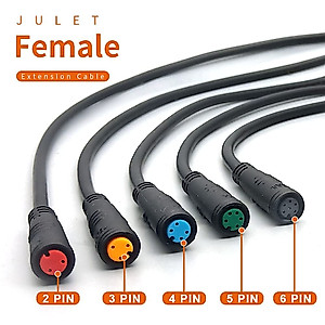 HUDAMZKY Ebike Cable Extension Julet Female Male 2 3 4 5 6 pin Ebike Extension Connector Waterproof Plug for Electric Bicycle Display Throttle PAS Ebike Parts Extend Cable… (2pin Male)