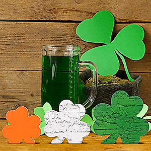 3 Pieces St. Patrick's Day Table Wooden Signs Saint Patty's Day Shamrock Wooden Decorations Irish Themed Freestanding Table Plaque St. Patricks Centerpiece for Home Desk Office Party