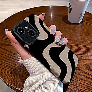 Yebowe Compatible with iPhone 13 Mini Case Cute Zebra Stripes Pattern for Women Girls Wave Aesthetic Elegant Soft Silicone Protective Case Cover for iPhone 13 Mini, Beige