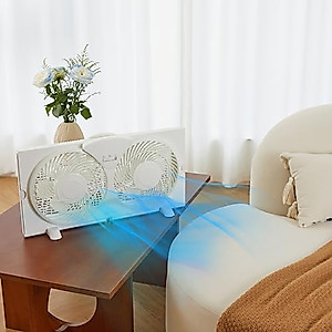 Amazon Basics Window Fan with Manual Controls, Twin 9 Inch Blades, White