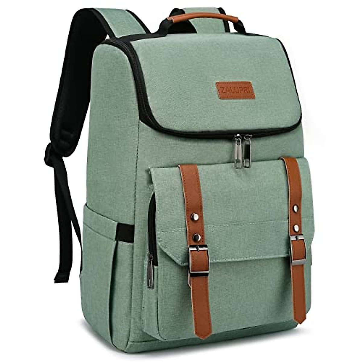 zalupri Work Laptop Backpack for Women and Men, 15.6 inch Computer Travel Backpacks for Working Stylish Teacher Backpack Casual Daypack laptop Bag with USB Charging Port, Green