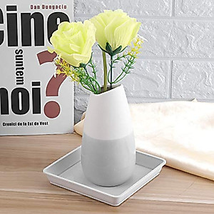 Yardwe 10 PCS Square Plastic Plant Saucer Tray Plant Pot Saucer Flower Pot Tray for Garden Potted Water Drips and Soil 7 x 7 x 1.2 Inch (White)