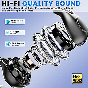 Mudtun Ear Clips Ear Buds Open Ear Bluetooth Headphones Bone Conduction Earbuds for Small Ear Canals, Clip on Earbuds Mini Light-Weight Open Ear Earbuds for Sports Running Cycling Workout, Blue