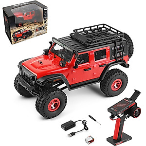 HTLNUZD 1/24 RC Truck 2428 4WD Electric RC Rock Crawler with LED Light 130 Carbon Brush Motor 3KM/H All Terrain Off Road Racing Car for Christmas,Festival Gift