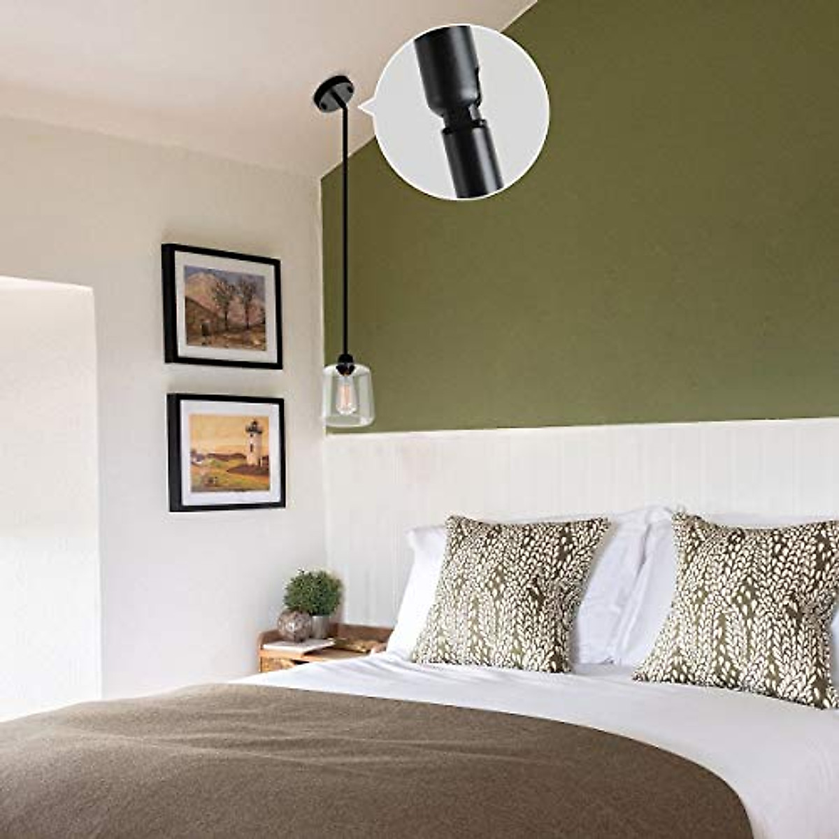 VILUXY Vintage Glass Pendant Light, Single Hanging Pendant Lighting, Black with Clear Glass Shade Classic for Farmhouse, Entryway, Dining Room, Kitchen Island, Foyer