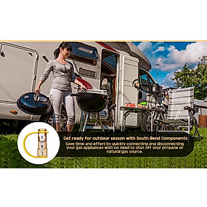 South Bend Components LP Gas Quick Connect Fitting, 100% Solid Brass – Propane Gas Quick Disconnect Adapter with On-Off Valve 1/4" Female NPT Thread for RV, Grill, BBQ, Pizza Oven, Patio Heater