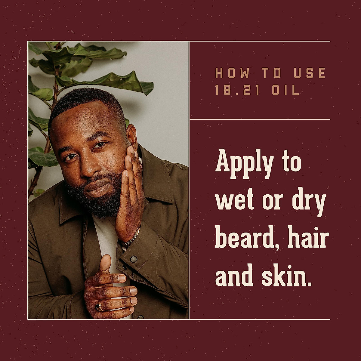 18.21 Man Made Hair, Skin & Beard Oil for Men Sweet Tobacco Scent - Non-Greasy, Conditioning Balm with Castor Seed, Jojoba, and Argan Oils - Premium Tattoo and Mustache Care Products 2oz