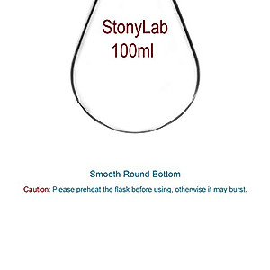 StonyLab Borosilicate Glass 100mL Heavy Wall Single Neck Recovery Flask Rotary Evaporator Flask, with 24/40 Outer Joint - 100mL