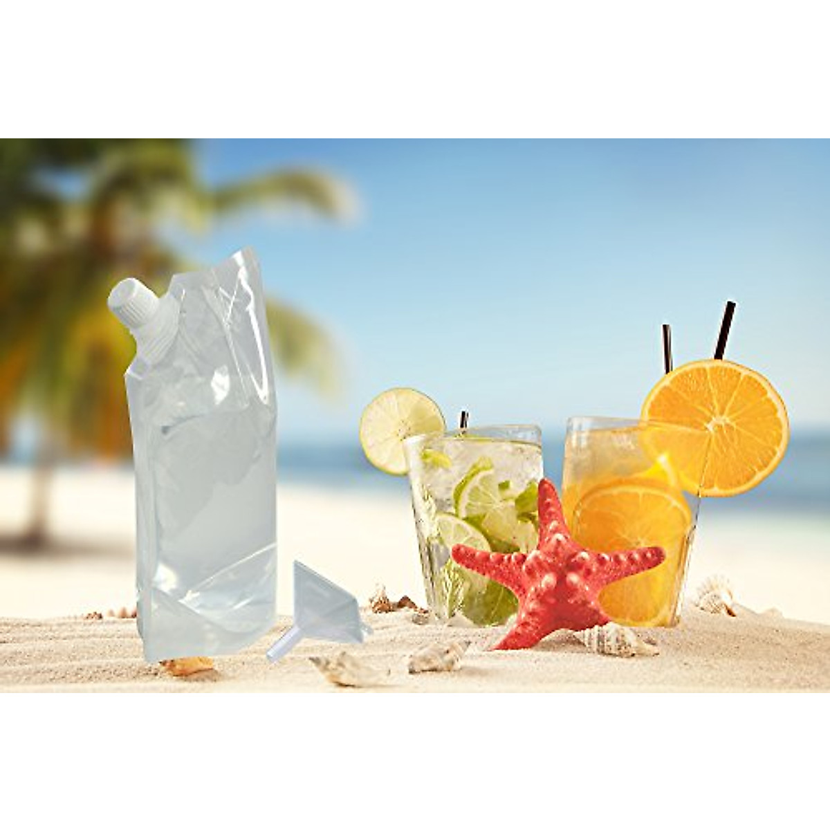 Hide Your Booze Flask and Funnel Kit Set - 8 oz Flask, 16 oz. Flask, 32 oz. Flask and Funnel - Secret Liquor Wine Cruise Travel Clear Hidden Flask Pouch