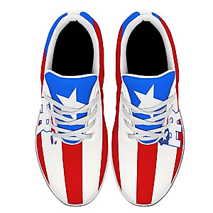 Puerto Rico Shoes Mens Womens Running Tennis Shoes Athletic Casual Puerto Rico Flag Sneakers Gifts for Friends White Size 10