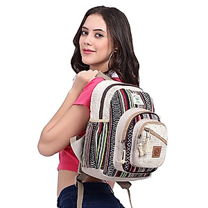 KayJayStyles Small Lightweight Daypack Backpack Handmade Himalayan Hemp Travel, Hiking, Purse for Men, Women & Girls