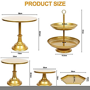 Gold Cake Stand for Dessert Table, 5PCS Metal Cake Stands Table Display Set, Pastry Trays, Wedding Cupcake Stand Set Pedestal/Display/Plate/Stands and Trays, Birthday Party Decorations for Tables