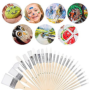 Amazon Basics Paint Brush Set, Multi-shaped Nylon Paint Brushes for for Acrylic, Oil, Watercolor, Gouache, 24-Piece