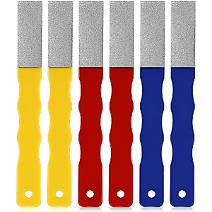 6 Pcs Diamond Sharpening Hones Sets Color Coded Diamond Sharpening Hone Sharpening Stones Diamond Sharpener Set Diamond Paddles Sharpening Tools Flat Hand File Knife Sharpener for Hunting, Outdoor