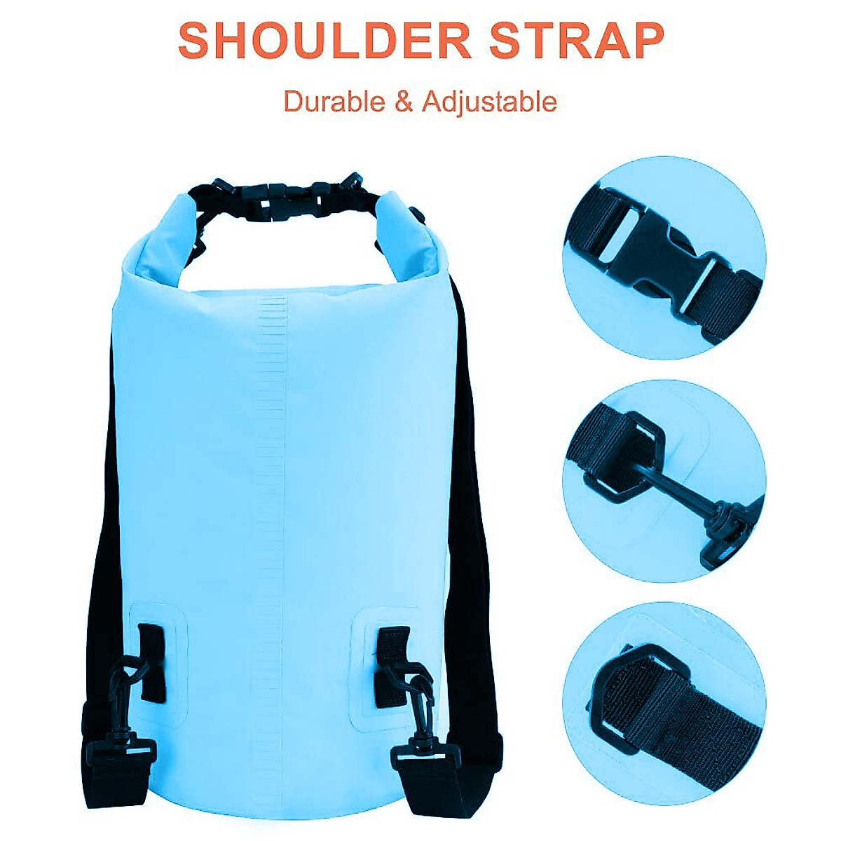 AIKSENT Dry Bag 20L waterproof bag with cellphone bag to Keep Gears dry for Kayaking, beach rafting, boating, hiking, Camping (Blue)