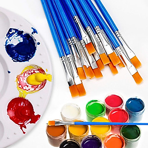 30Pcs Small Paint Brushes Kids for Acrylic Painting, Flat Nylon Hair Paint Brush Bulk Wooden Handle Oil Watercolor Painting Brushes for Students, Children and Adult