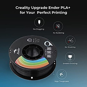 Official Creality Upgrade Ender 3D Printer Filament, Black PLA+ Filament 1.75mm, 1kg Spool (2.2lbs), Accuracy +/- 0.02mm, 3D Printing Filament, Strong Toughness, Vacuum Packaging, Environment Friendly