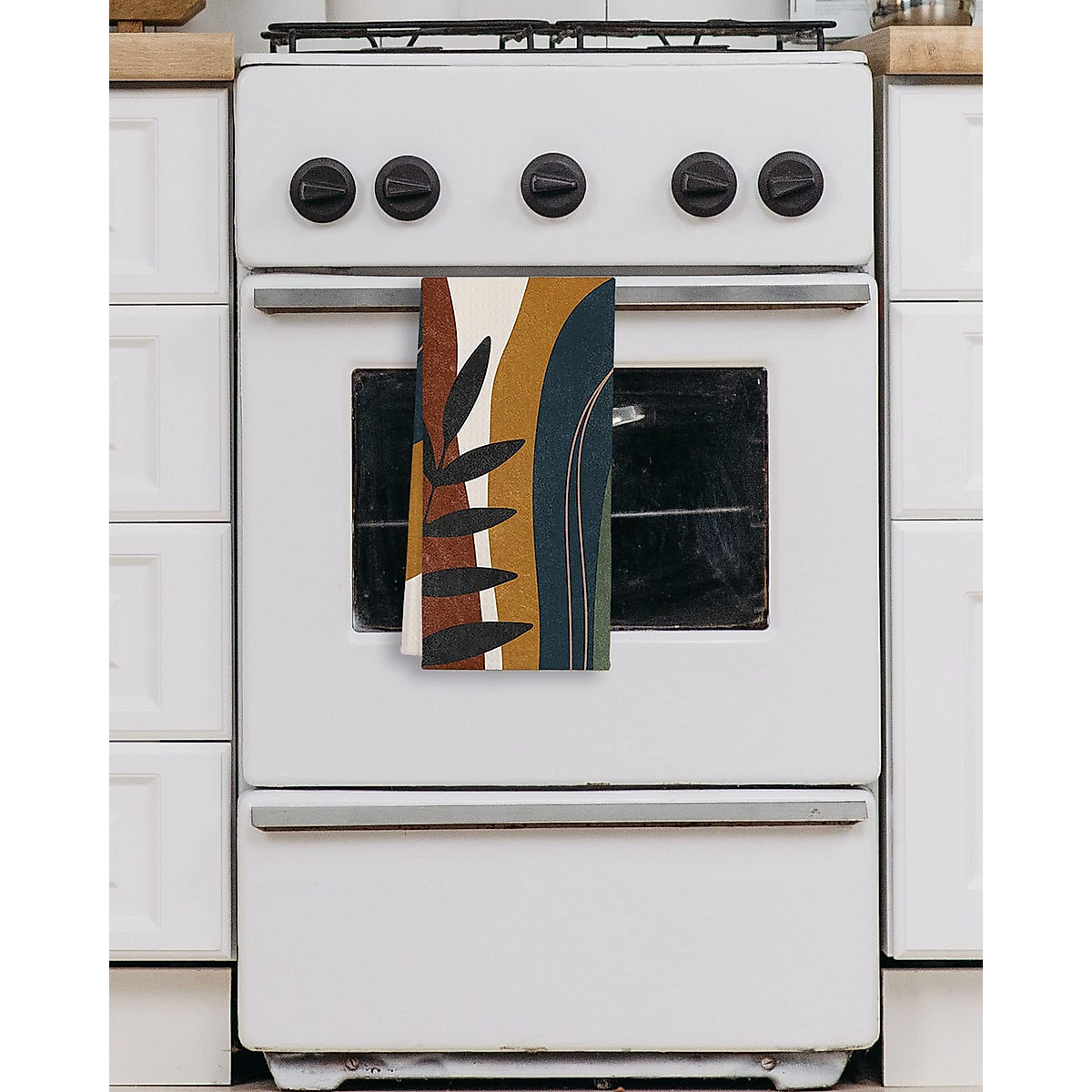 Abstract Boho Sun Mountain Botanical Leaf Kitchen Towels Tea Towels, 16 X 24 Inches Cotton Modern Dish Towels Dishcloths,Dish Cloth Flour Sack Hand Towel for Farmhouse Kitchen Decor,Boho Lovers Gifts