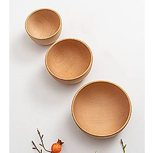 Ebrima Beech Round Bowl Wooden Salad Bowl Household Solid Wood Fruit Bowl (large)