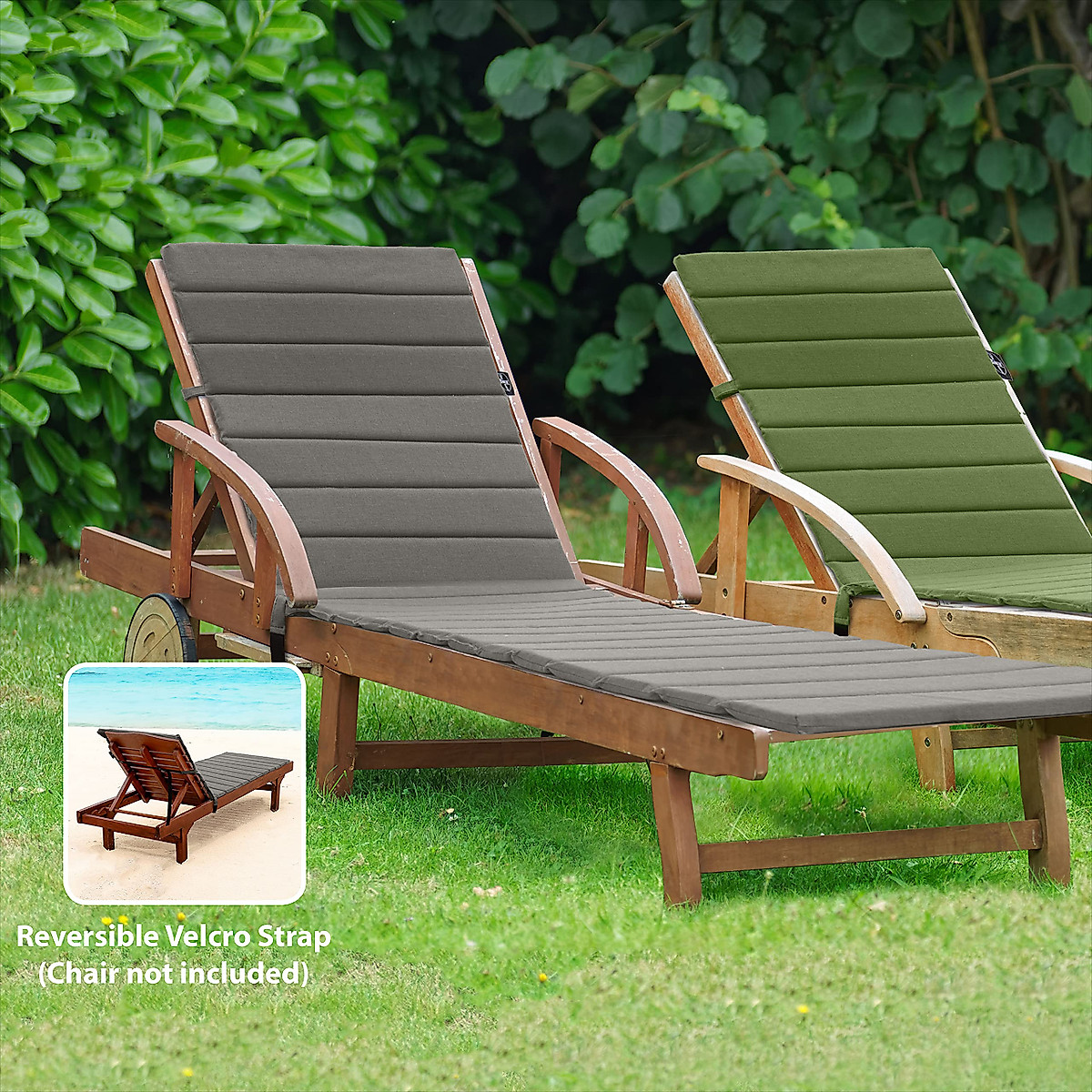 JCA Outdoor All-Weather Patio Chaise Lounge Chair seat Cushion with Quick Drying Olefin Fabric & high Density Filler for Your Chair -Chair not Included (Mulch Charcoal Grey)