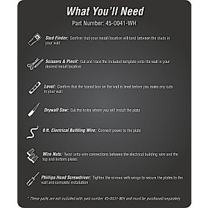 DATA COMM Electronics Media Plate with Duplex Surge Suppressor, White, 0 US