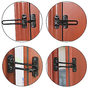SAISN Door Reinforcement Lock Latch Swing Bar Lock for Home Security Front Door Locks for Kids Thicken Solid Aluminium Alloy (Black)