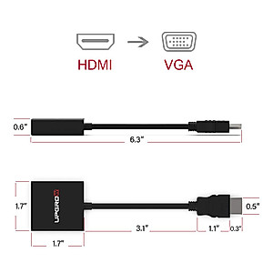UPGROW HDMI to VGA Adapter HDMI Male to VGA Female Converter Support Computer, Desktop, Laptop, PC, Monitor, Projector, HDTV, Chromebook, Xbox and More, Model Number: UPGROWHMVF01